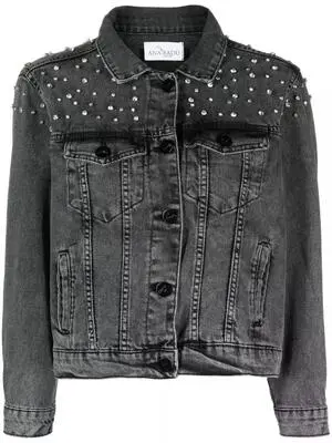 ANA RADU Crystal-embellished Denim Jacket - Grey