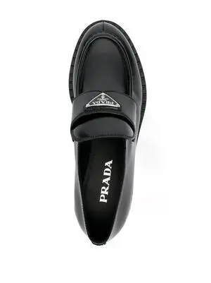 Prada Chocolate Logo Plaque 40mm Loafers