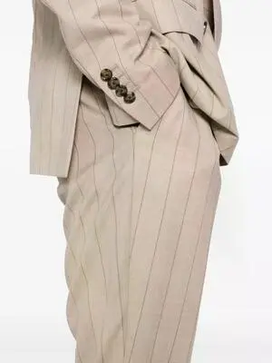 LARDINI Striped Double Breasted Suit - Neutrals