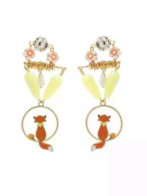 AMIR SLAMA Cat Motif Drop Earrings - Yellow