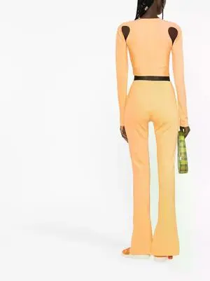Off-White Sleek Flared Trousers - Orange