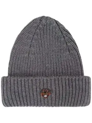 PELO FOUNDATION Dog-appliqué Merino Wool Beanie - Grey