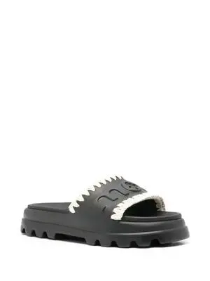 Mou Logo-embossed Slides - Black