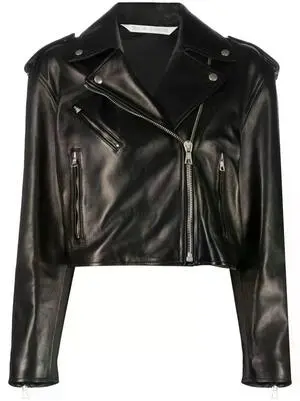 Palm Angels Zip-up Leather Jacket