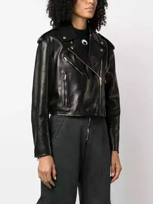 Palm Angels Zip-up Leather Jacket