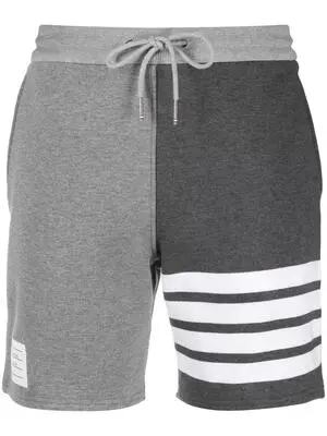 Thom Browne Panelled 4-bar Cotton Shorts - Grey
