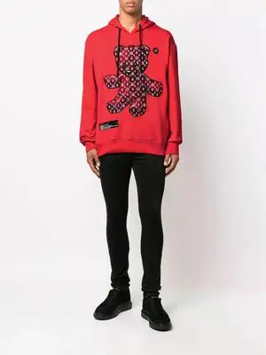 Philipp Plein Teddy Bear Long-sleeve Hoodie - Red