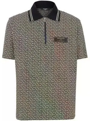 Balmain Pb Labyrinth Jacquard Polo Shirt