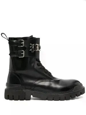 Philipp Plein Gothic Plein Leather Ankle Boots