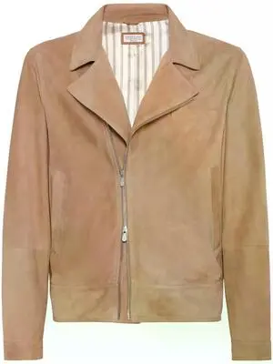 Brunello Cucinelli Suede Biker Jacket - Brown