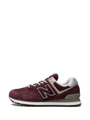 NEW BALANCE 574 Burgundy Suede And Mesh Sneakers - Red