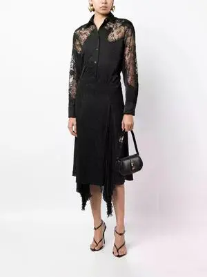 Versace Sheer-lace Crinkled Satin Shirt