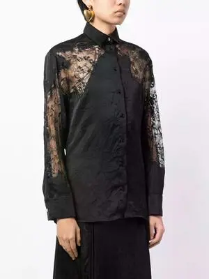 Versace Sheer-lace Crinkled Satin Shirt
