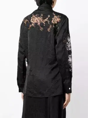 Versace Sheer-lace Crinkled Satin Shirt