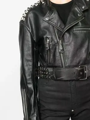 Philipp Plein Rockstud Cropped Leather Jacket