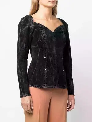 Stella McCartney Flocked Velvet Denim Blouse