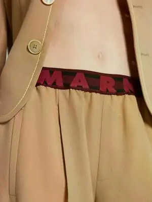 Marni Logo-waistband Wool Flared Trousers