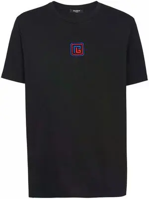 Balmain Embroidered-logo Short-sleeve T-shirt - Black
