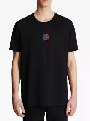 Balmain Embroidered-logo Short-sleeve T-shirt - Black