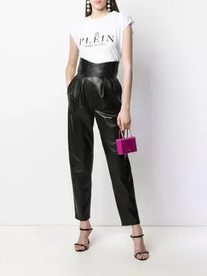 Philipp Plein High-waisted Leather Trousers