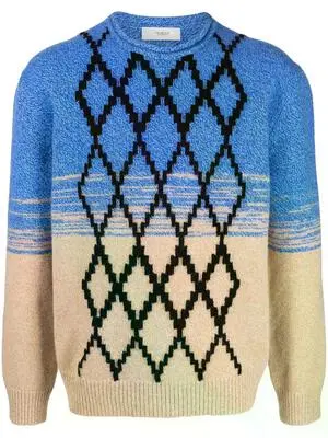 Pringle Of Scotland Argyle-pattern Wool Jumper - Blue