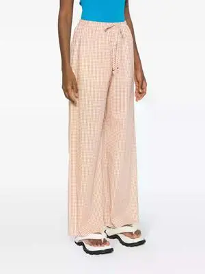 FORTE_FORTE Gingham-check Wide-leg Trousers - Brown