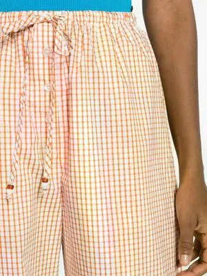 FORTE_FORTE Gingham-check Wide-leg Trousers - Brown
