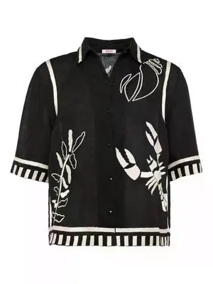 ERES Crab Embroidered Short-sleeve Shirt - Black