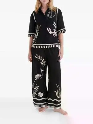 ERES Crab Embroidered Short-sleeve Shirt - Black