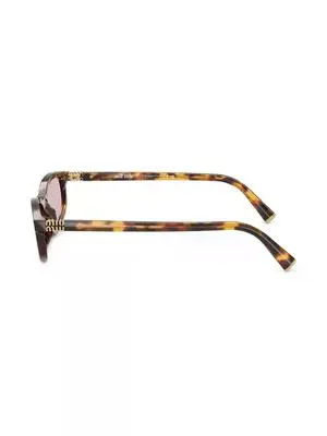 Miu Miu Tortoiseshell Oval Sunglasses - Brown