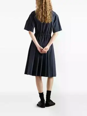 Prada Pongé Short-sleeve Midi Dress - Blue