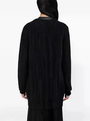 FERRAGAMO Leather-trimmed Virgin Wool Cardigan