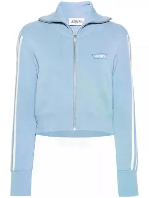 AUTRY Intarsia-logo Zip-up Cardigan - Blue