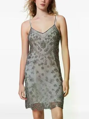 TWINSET Embroidered Tulle Mini Dress