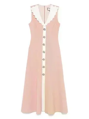 NISSA Scallop-collar Midi Dress - Pink