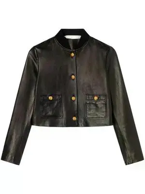 Palm Angels Cropped Leather Jacket