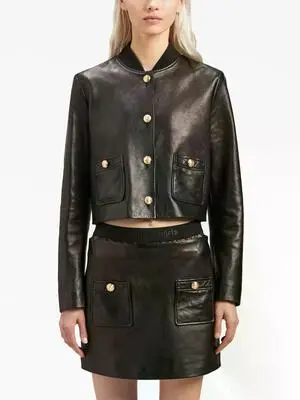 Palm Angels Cropped Leather Jacket