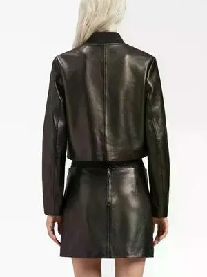 Palm Angels Cropped Leather Jacket