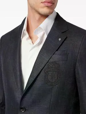 BILLIONAIRE Logo-patch Single-breasted Blazer - Blue