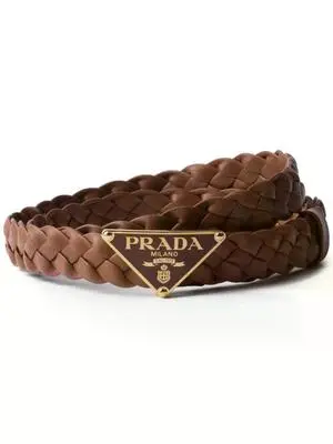 Prada Braided Nappa Leather Belt - Brown