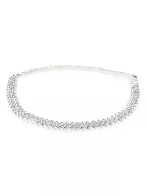 HZMER JEWELLERY Rhinestone-embellished Choker Necklace - Silver