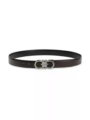 FERRAGAMO Reversible Gancini Leather Belt - Black