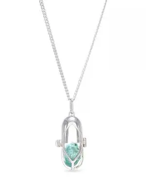 CAPSULE ELEVEN Aquamarine Statement Pendant Necklace - Silver