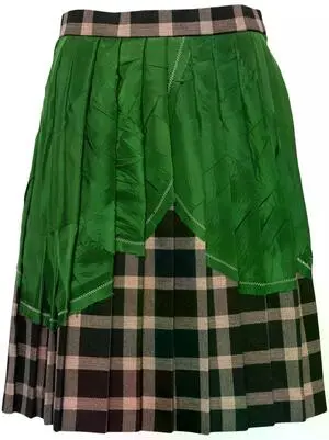 Kolor Patchwork Pleated Mini Skirt - Green