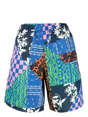 COUNTY OF MILAN Patchwork-print Swim Shorts