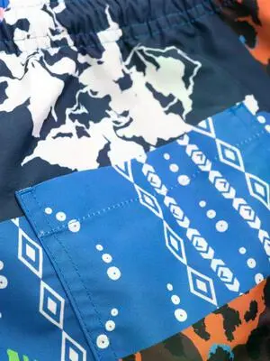 COUNTY OF MILAN Patchwork-print Swim Shorts