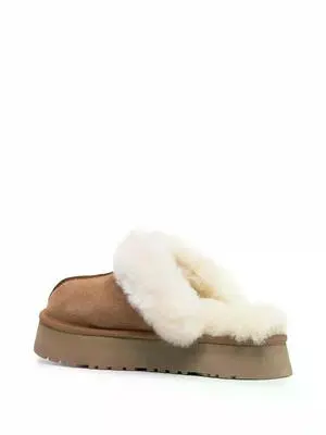 UGG Disquette Suede Shearling Lined Platform Slippers - Neutrals