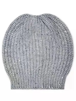 Brunello Cucinelli Ribbed-knit Beanie - Grey