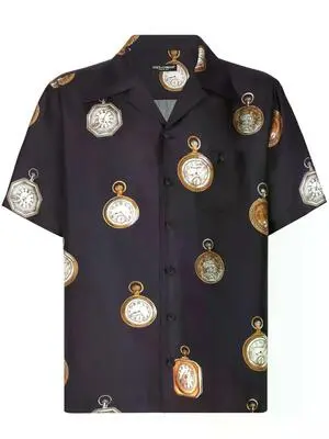 Dolce & Gabbana Clock-motif Silk Shirt