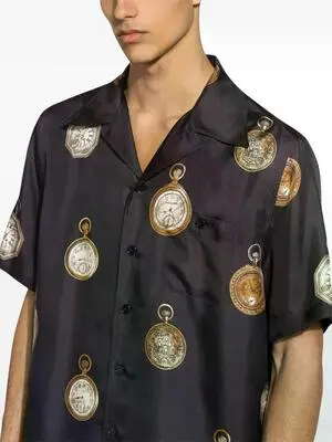 Dolce & Gabbana Clock-motif Silk Shirt
